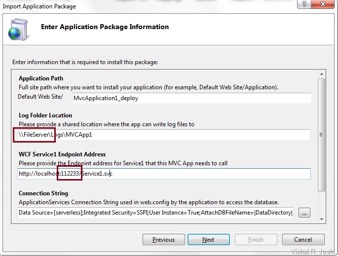 Vishal Joshi's Tangent: Web Deploy Parameterization in Action